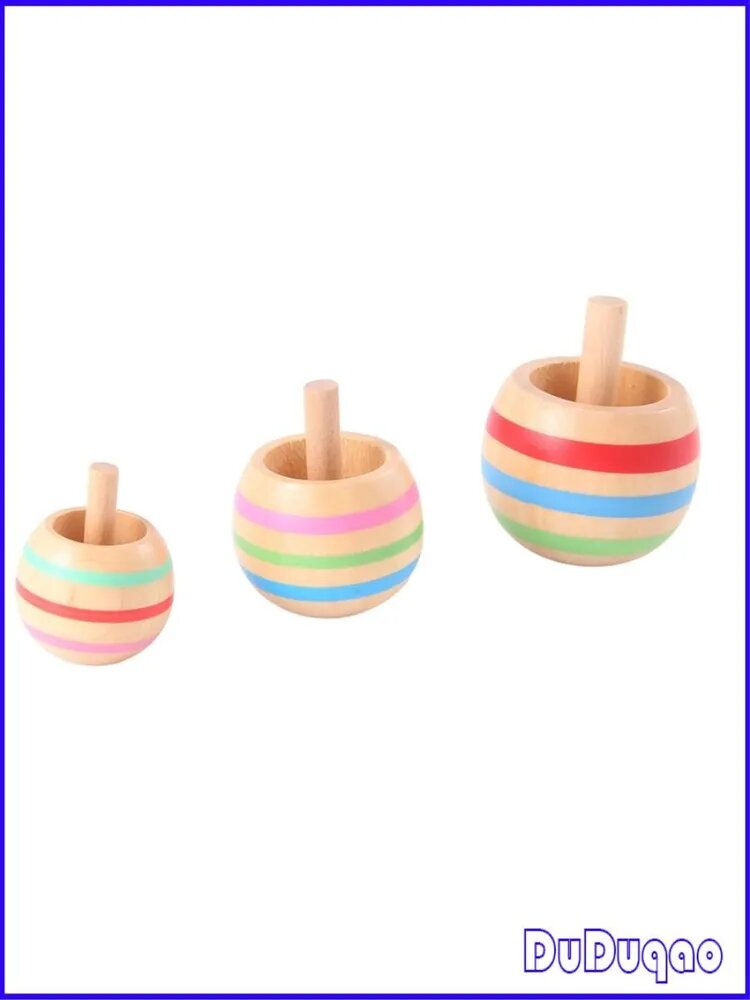 3шт деревянная красочная детская игрушка с волчком 3 размера совместим детей старше лет