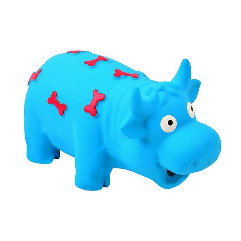 Интерактивная жевательная игрушка для собак в форме коровы с пищалкой, Небесно-голубой