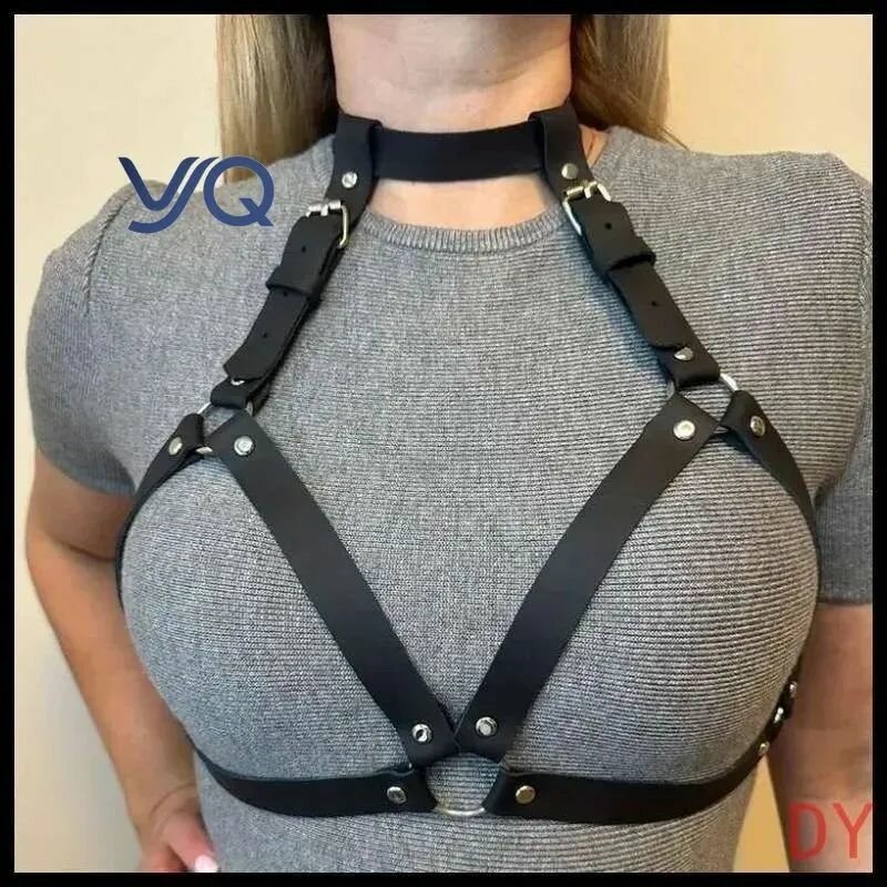 Кожаный нагрудный ремень, связывание груди, сексуальное женское белье, черный