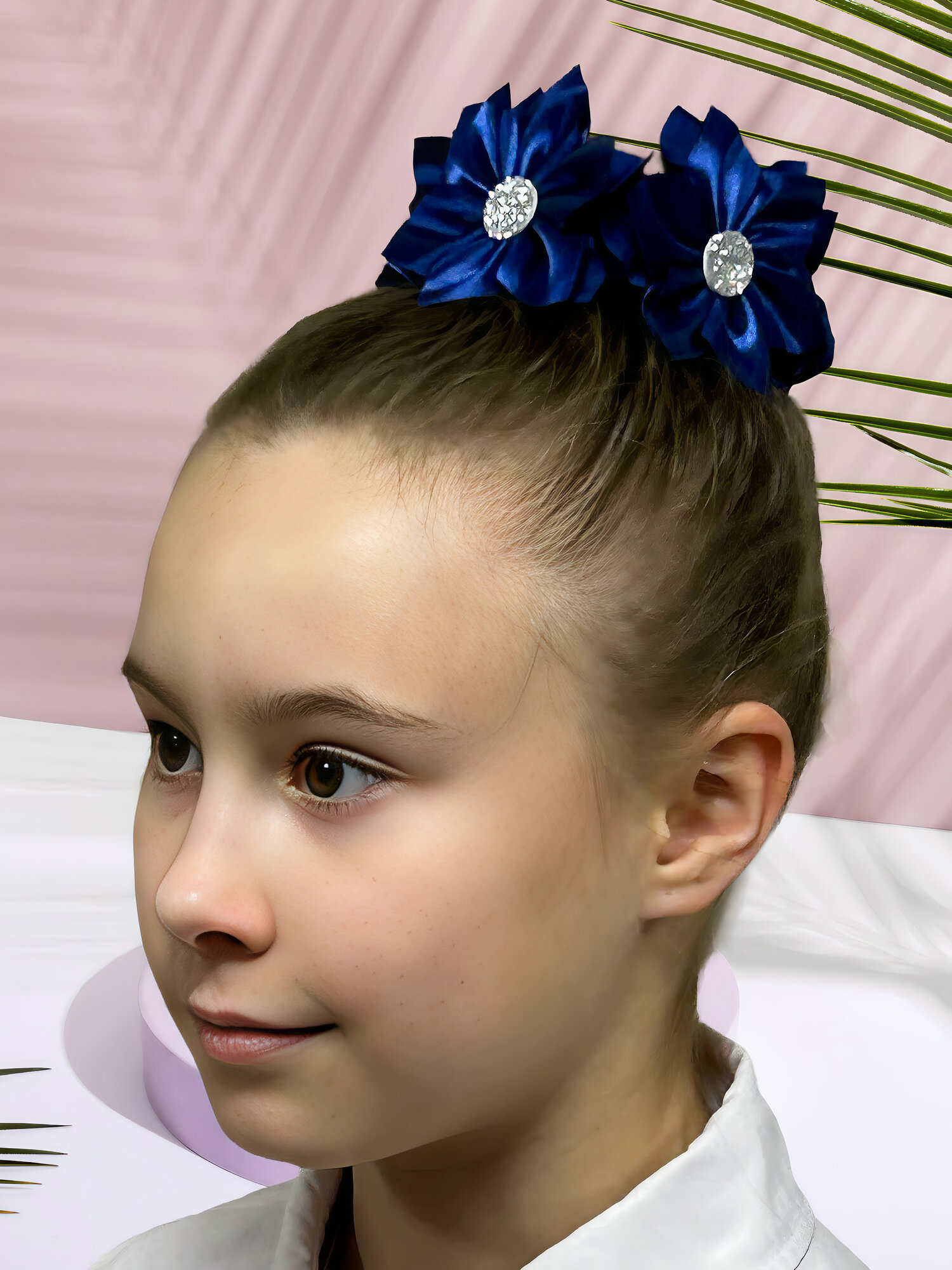 Резинка для волос на пучок "Сине-серебристая", для девочек, ручная работа, базовая коллекция, 1 шт