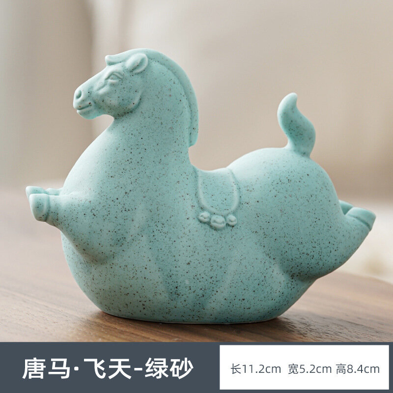 Креативное керамическое украшение в виде лошадки-качалки для стола, чайного столика, кабинета, мягкое украшение, зеленая лошадь, кросс-бордерные ремесленные подарки