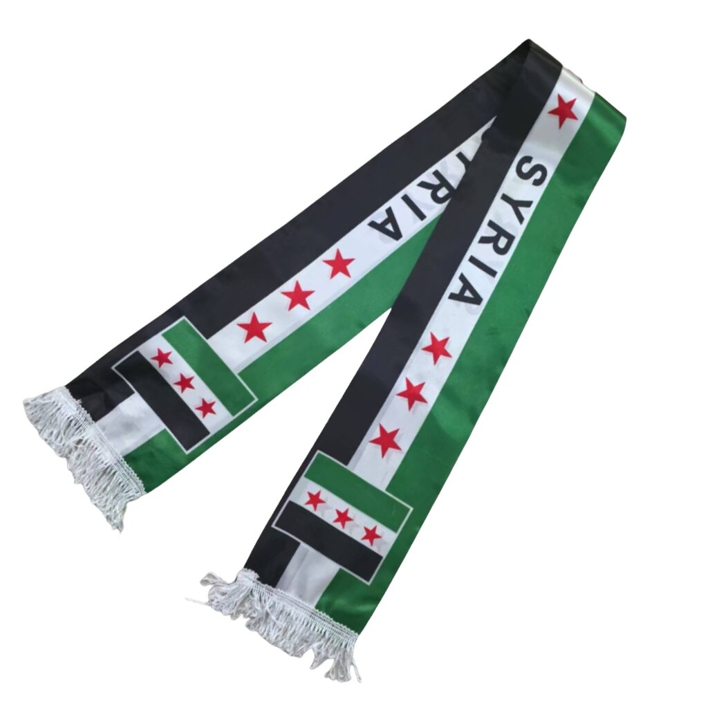Элегантная Печать Сирийских Флагов Баннеры Шарф для Культурного Мероприятия Национальные Флаги Пояс Атласный Шарф для Этнического Праздника