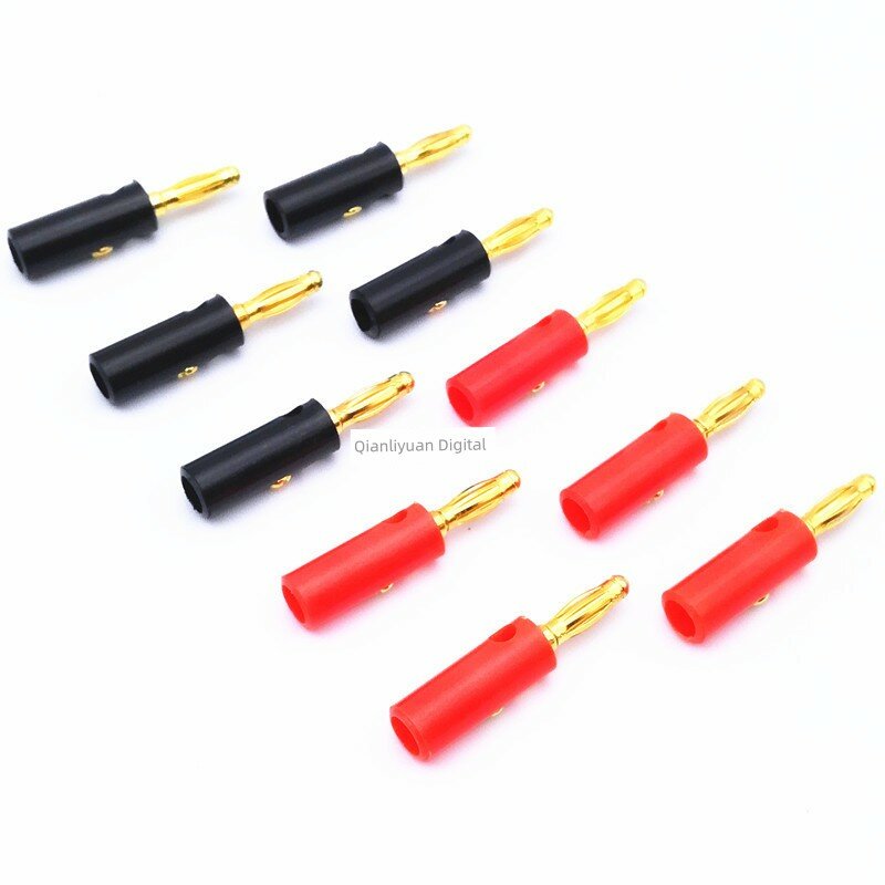 10 штук разъемов типа «банан» 4 мм, без пайки, позолоченные железные разъемы для акустических кабелей, аудиоразъемы для