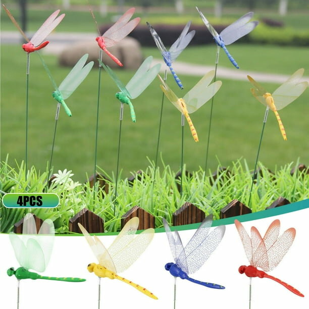 Japceit Иmitation Dragonflies Железный вставка, Клип-он Dragonflies Для уличного Декора сада, 4 Цвета Набор