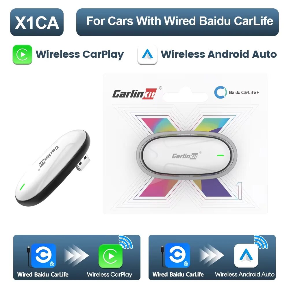 2025 Новый автомобильный USB-адаптер CarlinKit Mini CarLife для беспроводного CarPlay Android Auto Wireless Auto Connect, обновление оригинального автомобильного радио для Changan Geely и т. д. X1CA