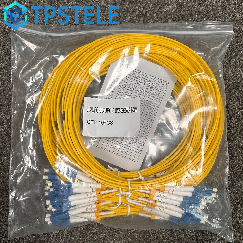 10 шт. оптоволоконный патч-кабель TPSTELE SM DX, 1/2/3/5 м, желтый 10 PCS 3M(10ft)