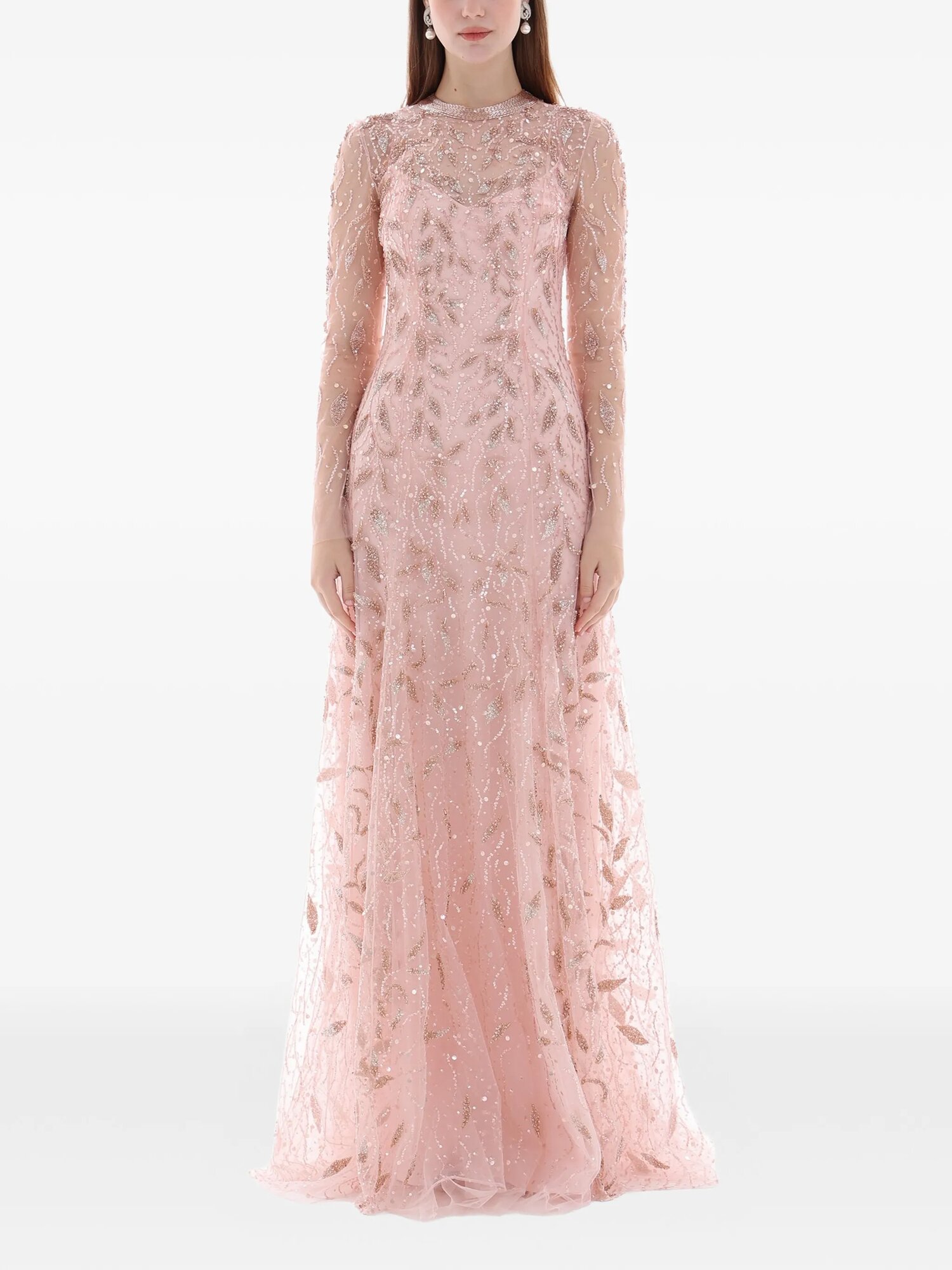 Платье Dina Melwani Crystal-embroidered maxi dress