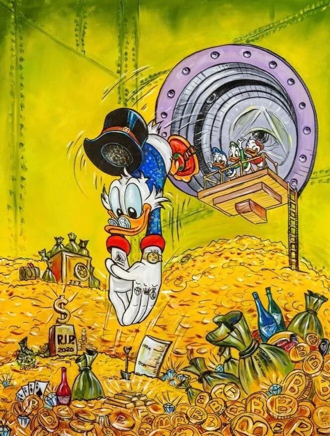 Алмазная Мозаика "Скрудж Макдак" 40*50 См, Безрамная, Идеальна Для Дома, Украшения, Подарков.