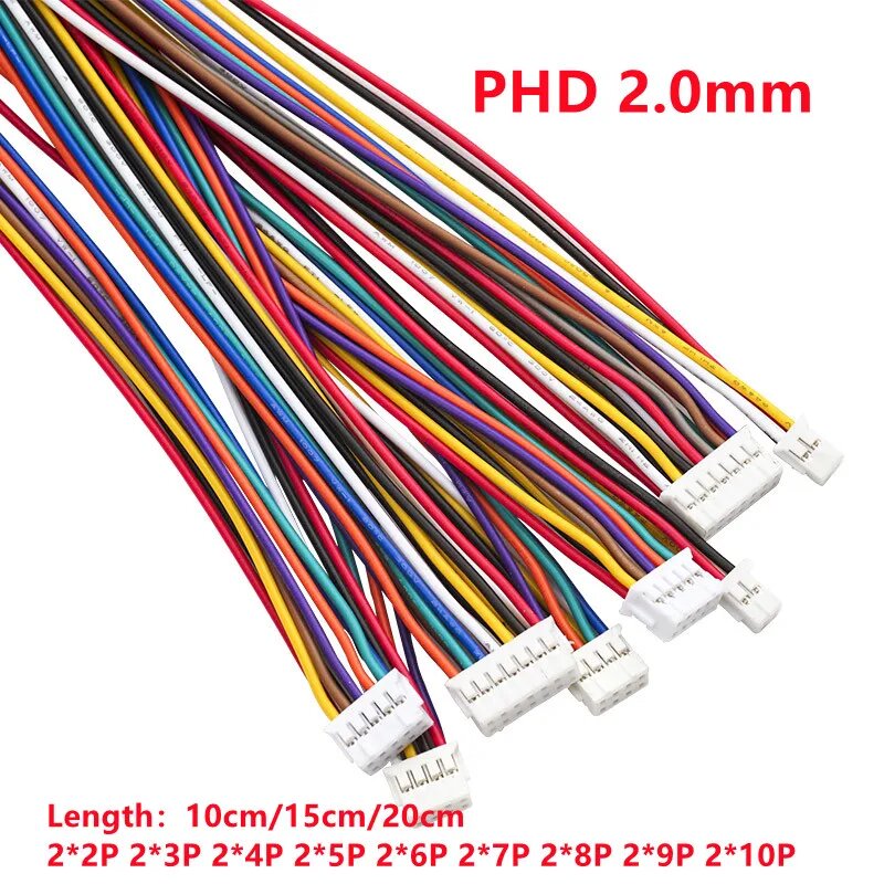 PHD2.0 Соединительный провод 2*2/3/4/5/6/7/8/9/10p 2x4p, Single head, 20cm