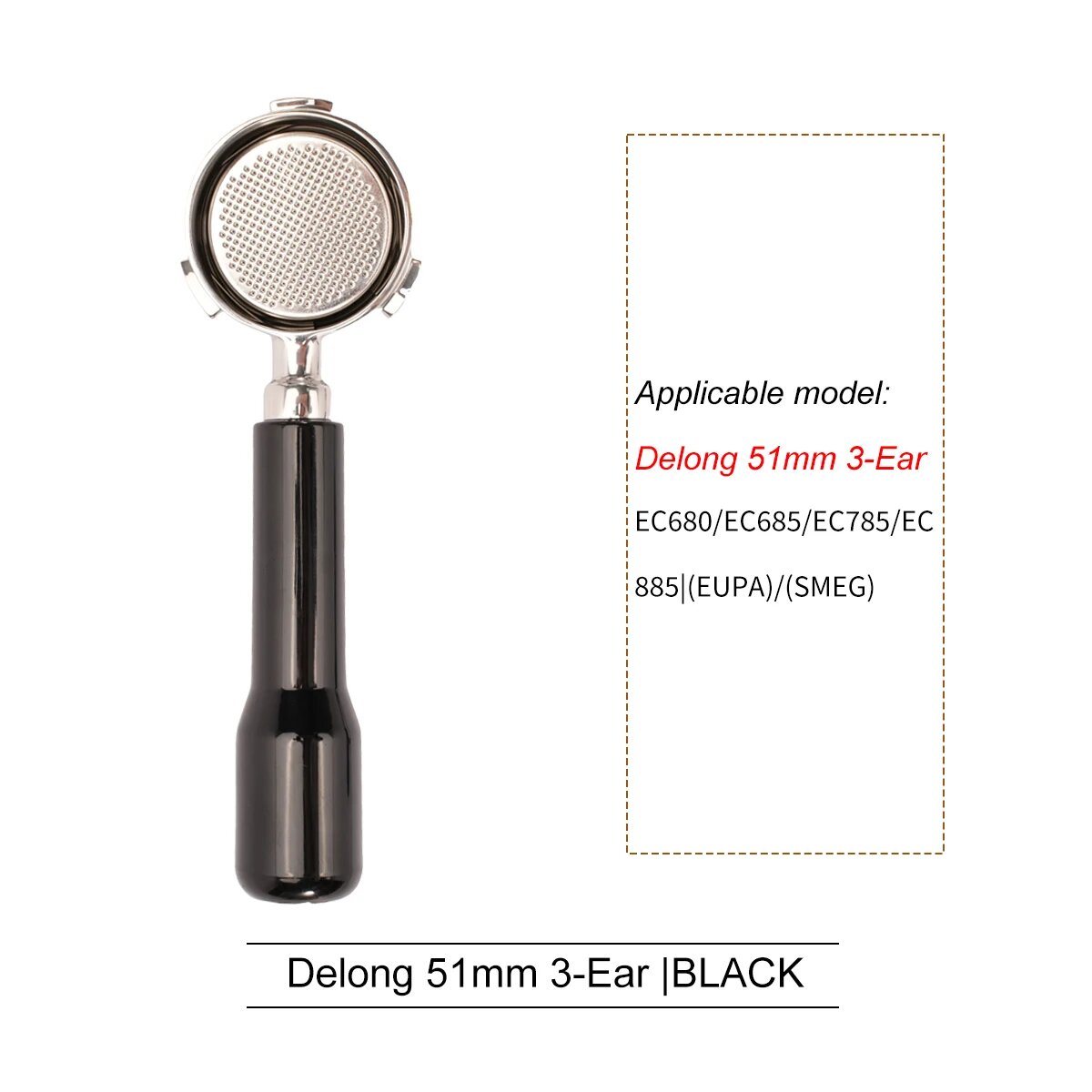 Портафильтр для Delonghi EC680 EC310 Черный, 51mm 3-Ear Black