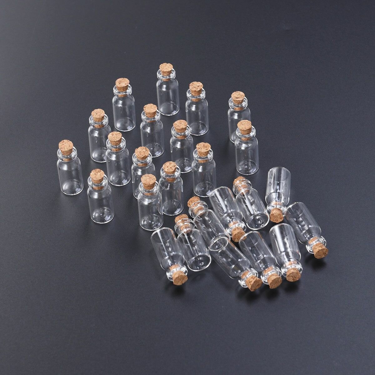 Набор прозрачных стеклянных пробирок с деревянными пробками для хранения жидкостей, 25 штук