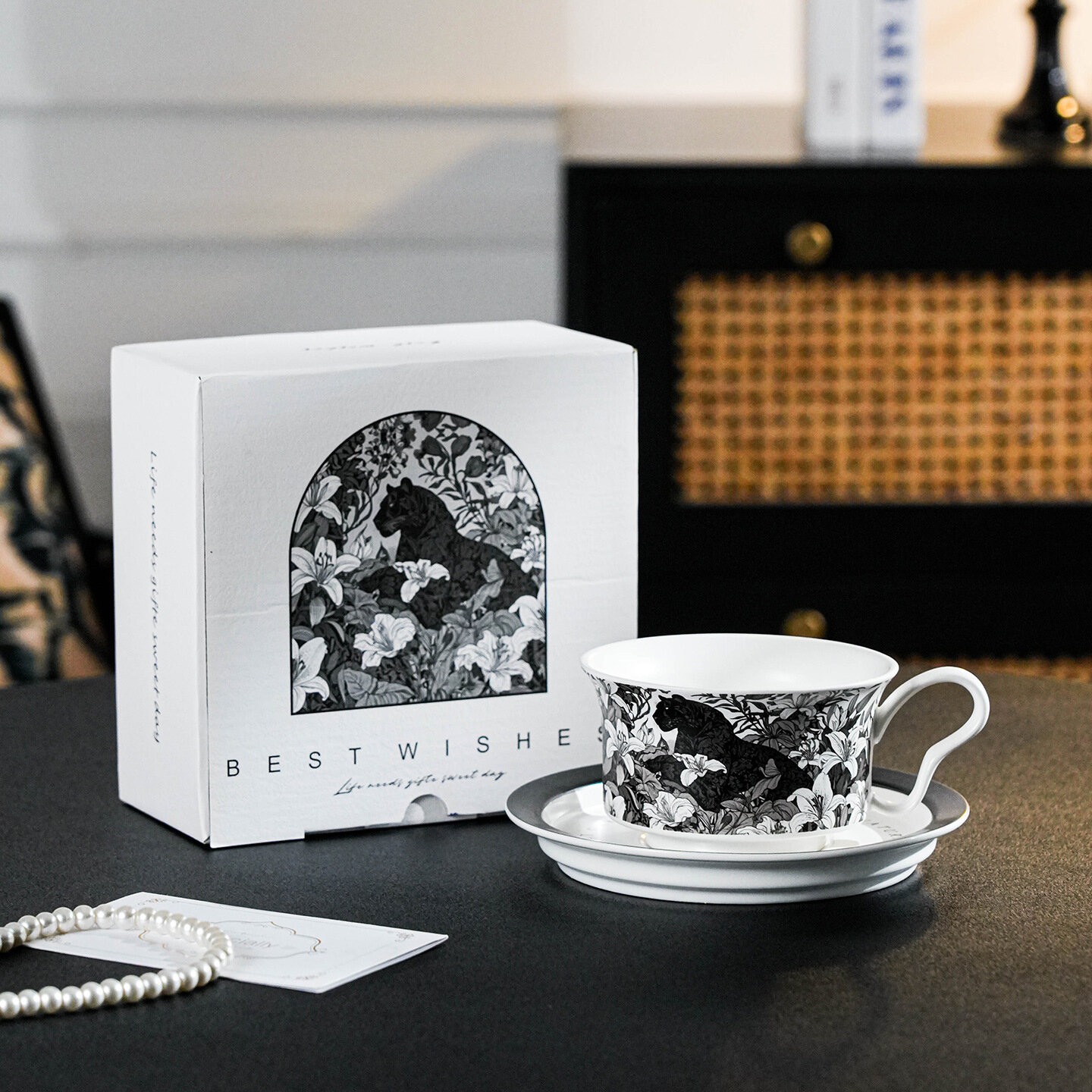 Набор керамических кружек Veloce с цветочным леопардовым принтом, креативная чашка для воды, высококачественная подарочная коробка, бизнес-сувенир