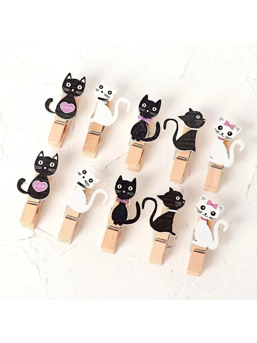 Прищепки декоративные Кошечки набор 10 шт.