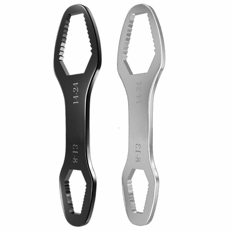 1 комплект из 2 двуглавых самозатягивающихся торцевых ключей диаметром от 8 до 24 мм серебристого и черного цветов