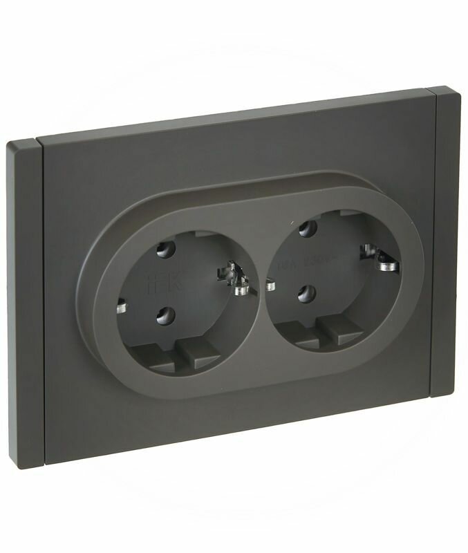 Розетка 2-м СП FORTE&PIANO FP324 16А с заземл. без защ. шторок безвинт. крепл. сер. IEK FP-R21-16-1-K03