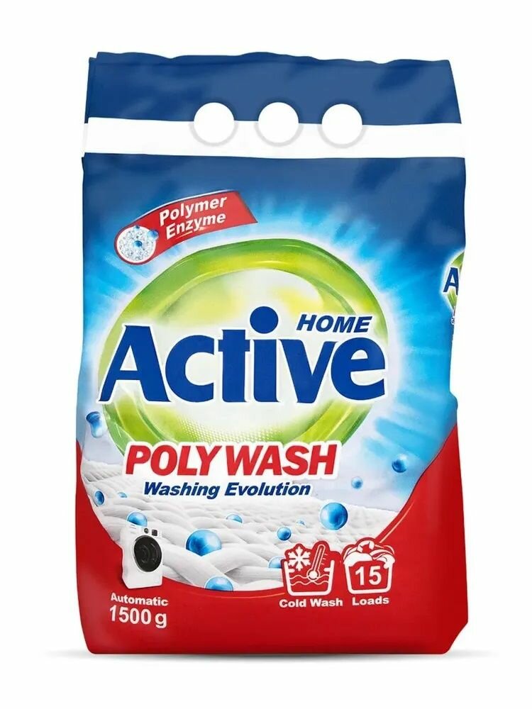 Стиральный порошок Active Poly Wash Polymer Enzyme-технология холодной стирки, автомат, 1,5 кг