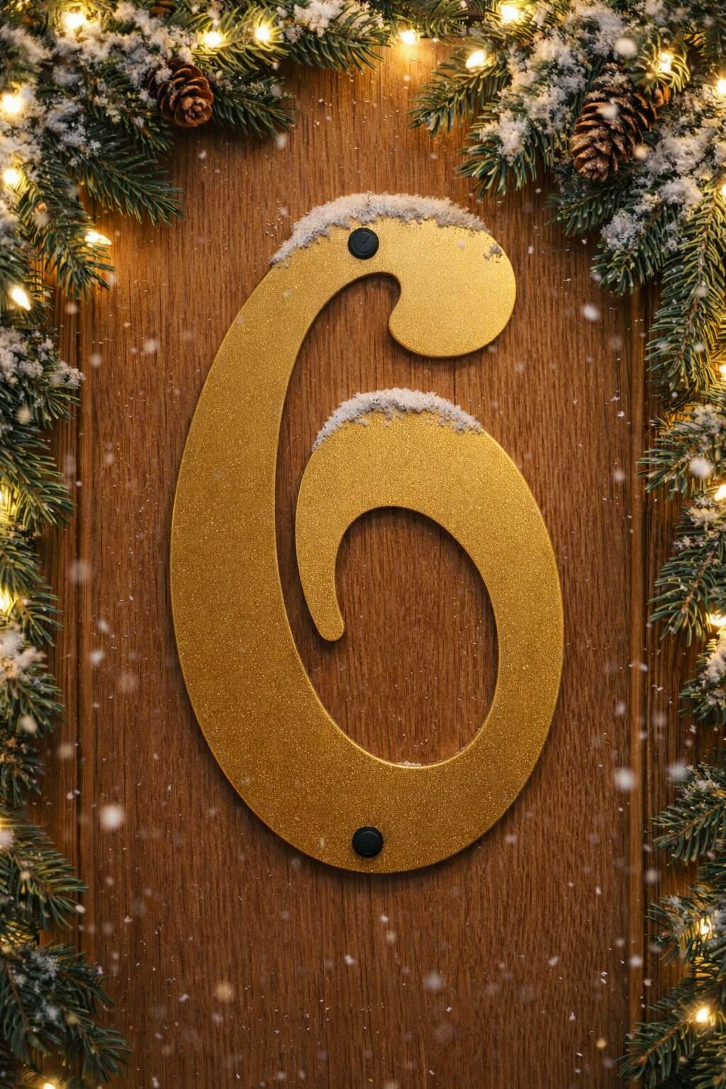 Цифра большая "6",170х60 мм металл 0.5-0.7 мм золотая. Цифры на дверь, номер квартиры (Ф)