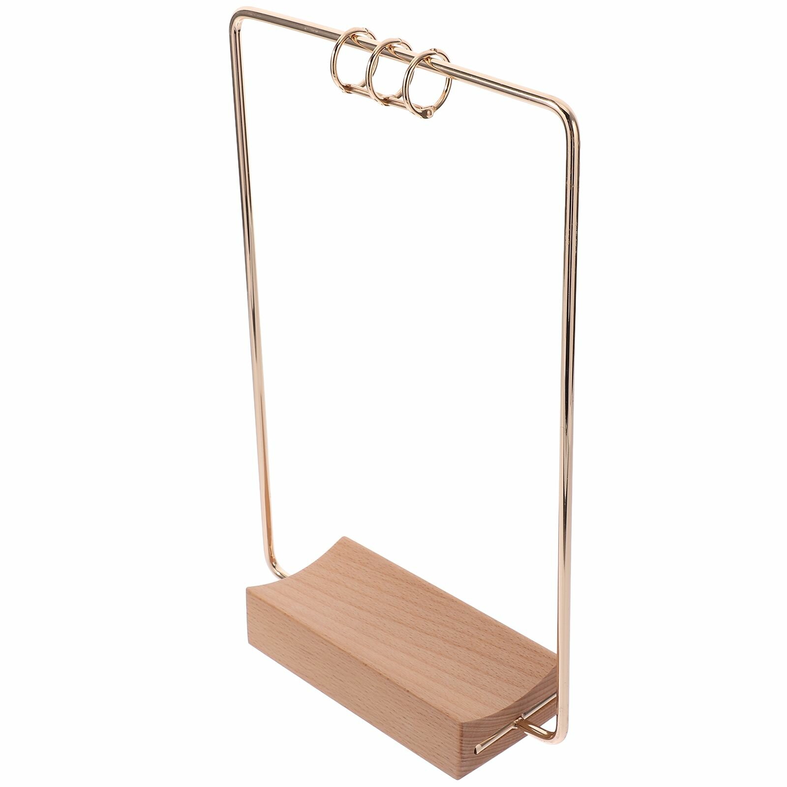 Золотистый металлический настольный календарный держатель с деревянной основой для демонстрации