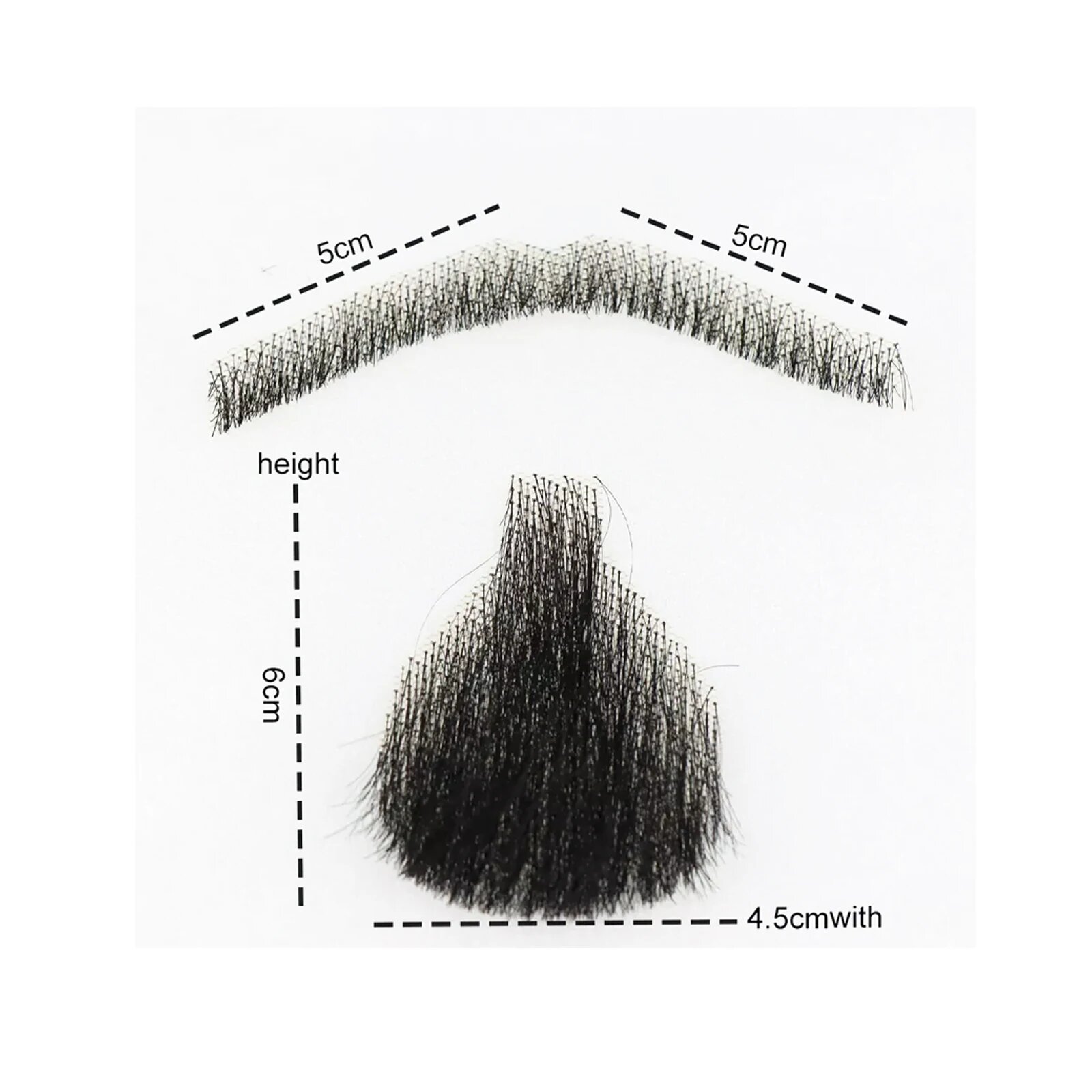 Короткая черная искусственная борода из человеческих волос 2