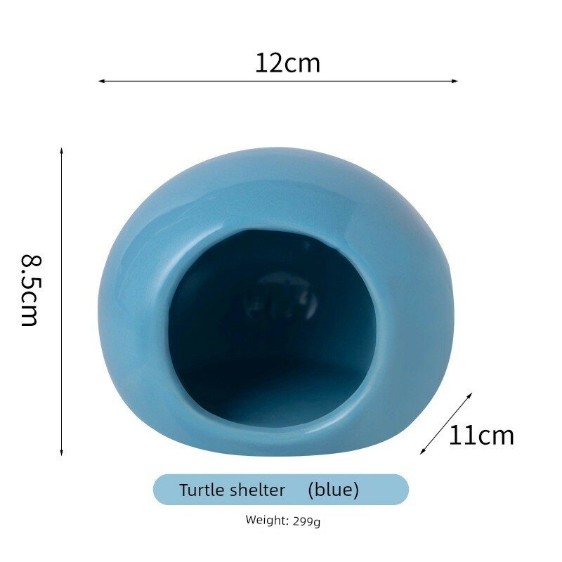 Керамическое укрытие для черепах в аквариуме, синее, натуральная декорация, безопасное и прочное
