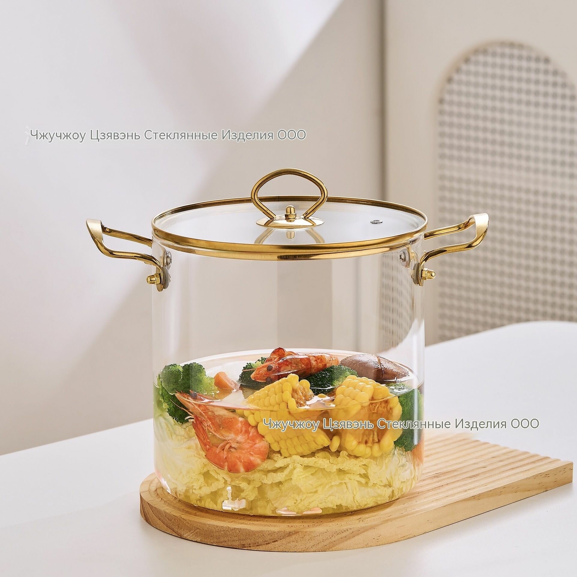 Кастрюля Crystal glass (), Боросиликатное стекло, Нержавеющая сталь,