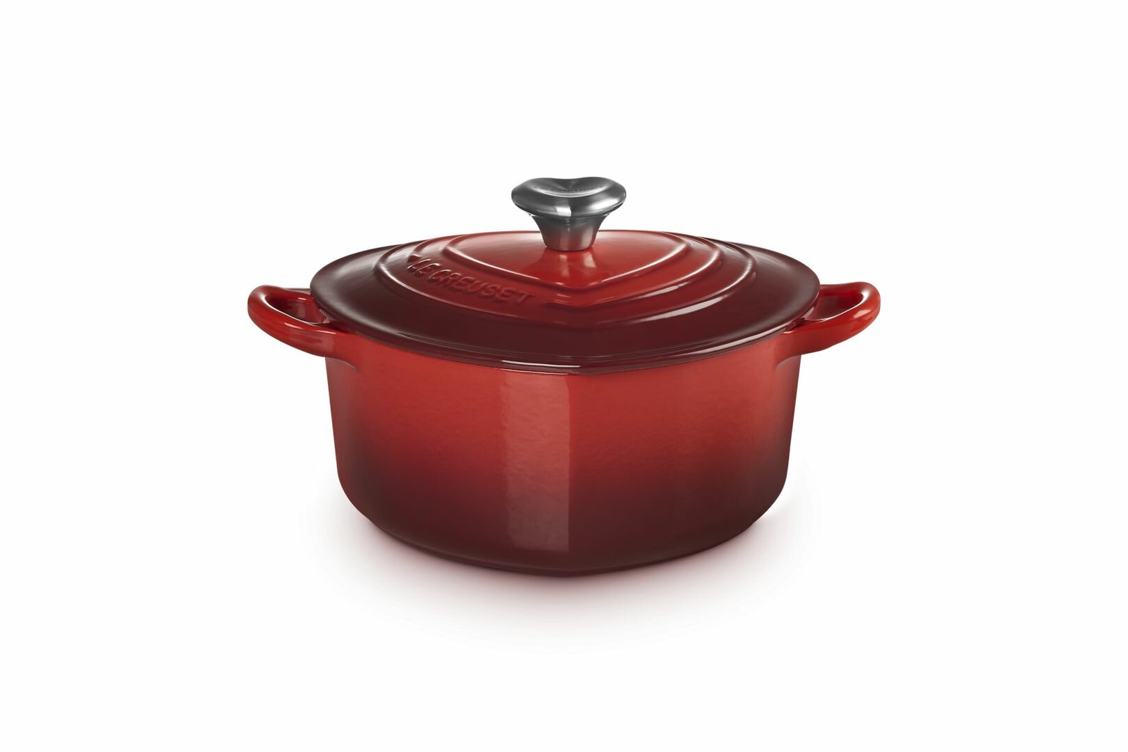 Le Creuset Форма для запекания Cast Iron Heart Shaped Casserole with Heart Knob, 20 см - цвет Cerise