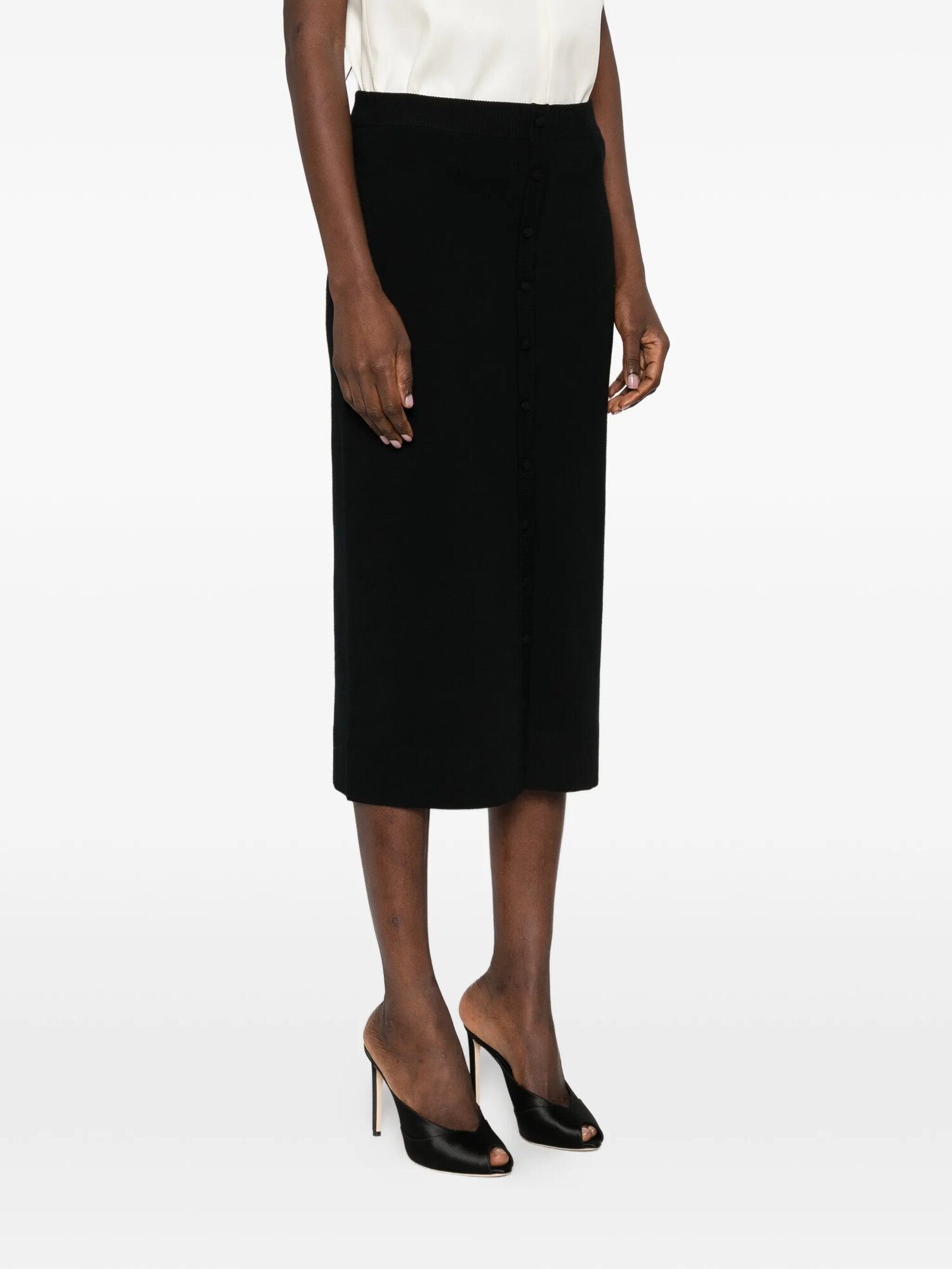 Юбка Victoria Beckham Button-detail midi skirt, размер M — фото 1