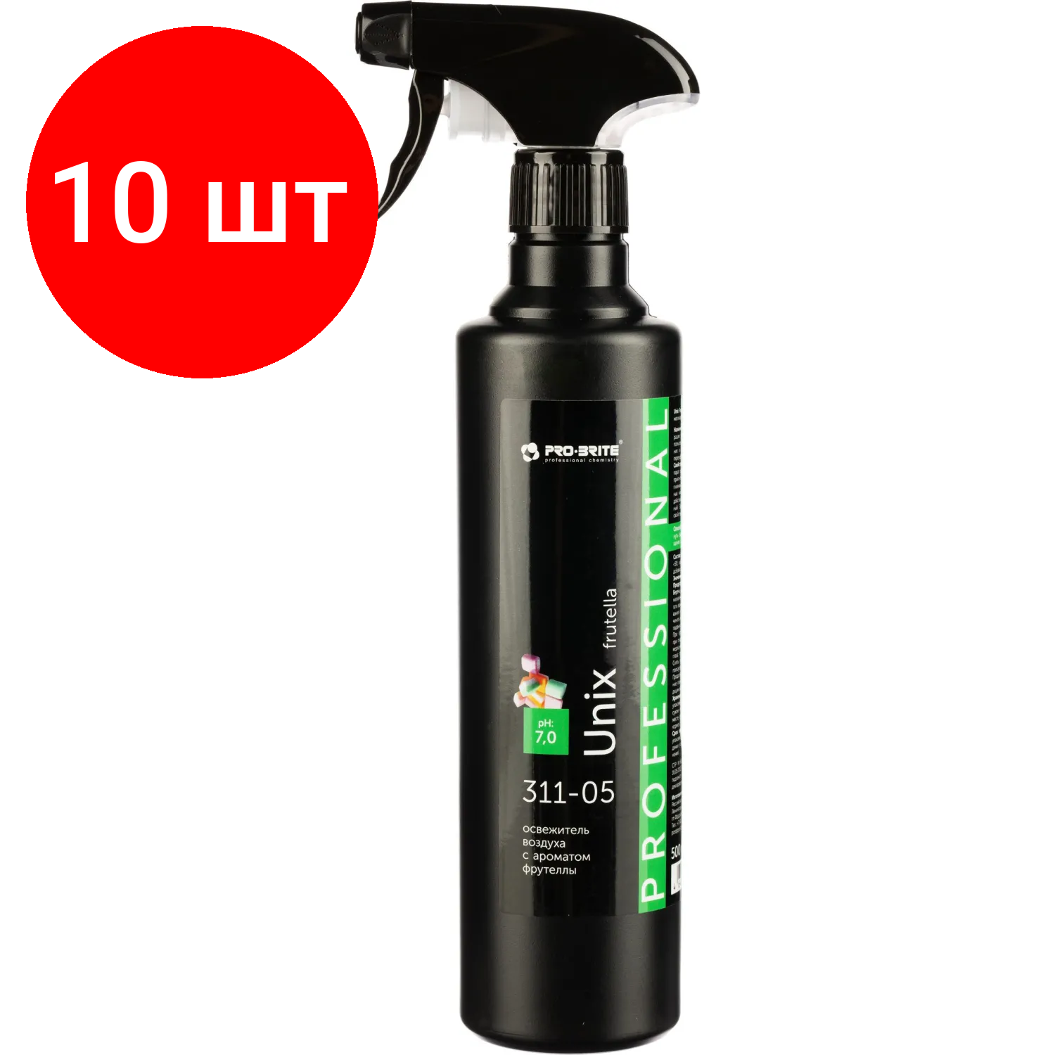Комплект 10 штук, Профхим освежитель воздуха антибакт. Pro-Brite/Unix frutella, 0.5л_т/р