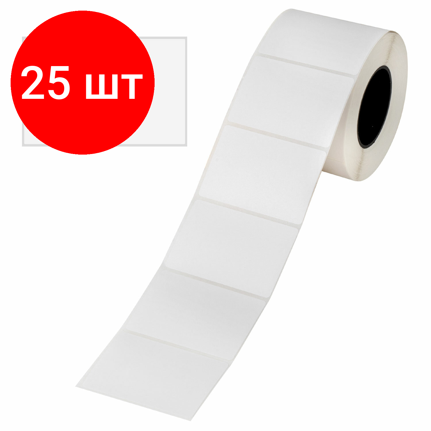 Комплект 25 шт, Этикетка ТермоЭко (58х40 мм), 700 этикеток в ролике, удаляемый клей, светостойкость до 2 мес, 115616