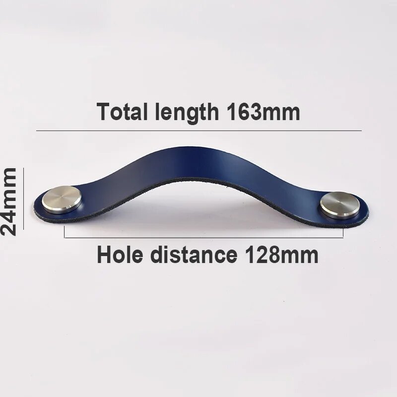 Ручки для шкафов IHOMCASA кожаные латунные 128DarkBlue304Silver