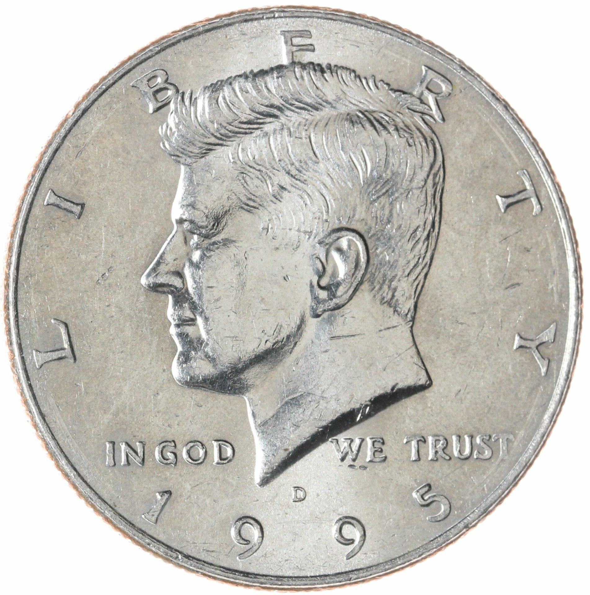 США 50 центов 1/2 доллара, half dollar 1995 D Kennedy Half Dollar Кеннеди знак монетного двора "D" - Денвер, Медь, покрытая медно-никелевым сплавом