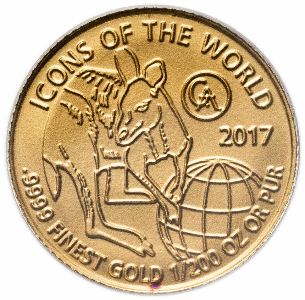 Руанда 10 франков 2017 Кенгуру, Золото, в сохранности UNC