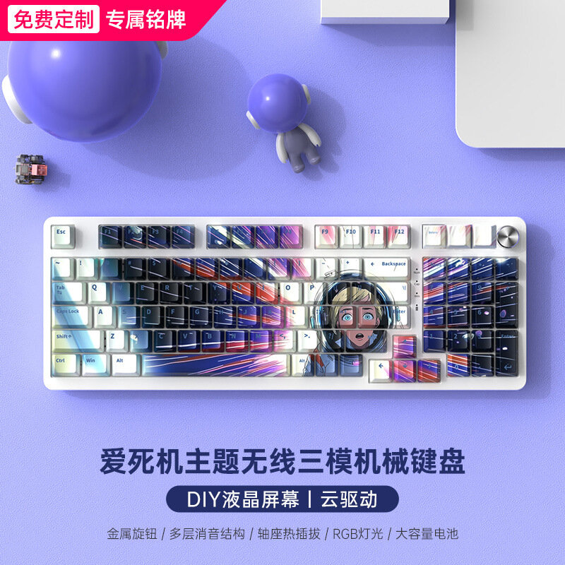 Беспроводная Bluetooth-механическая клавиатура 3-режима 98 клавиш с тихим переключателем для игр и офиса Цвет：3-режима