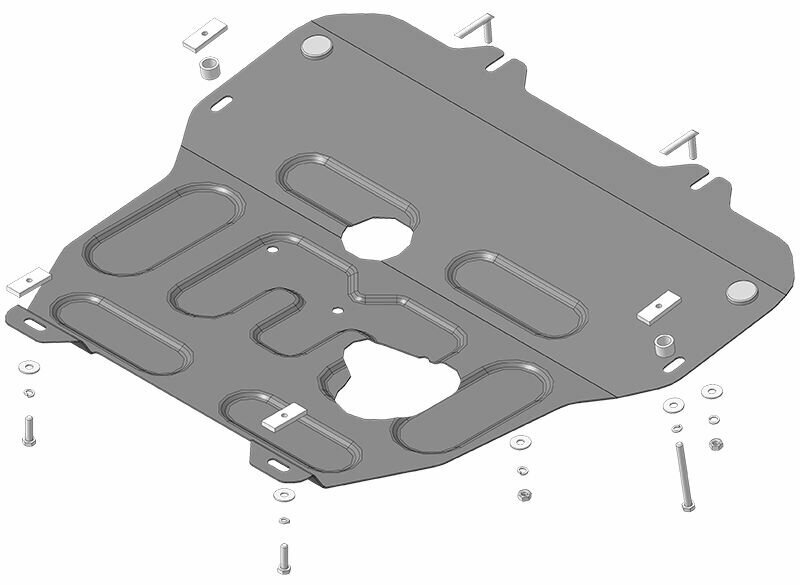 Защита картера двигателя, КПП. 2 мм, Сталь. для Opel Astra G 1998-2005, Motodor.71501