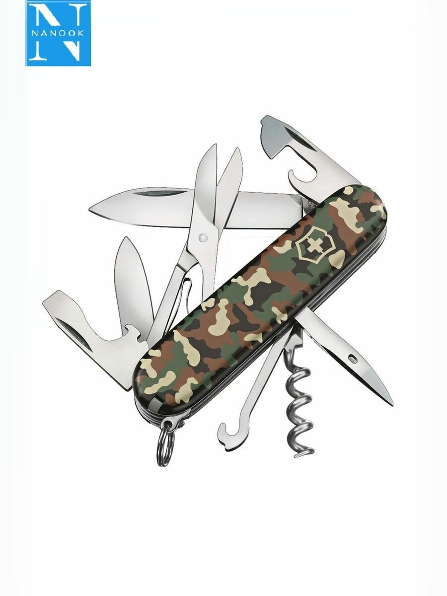 Нож перочинный VICTORINOX Climber 1.3703.94, 91 мм, 14 функций, камуфляж