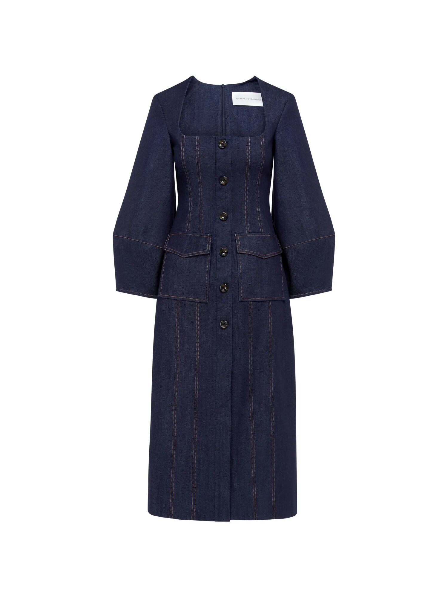 Платье Square neck button dress