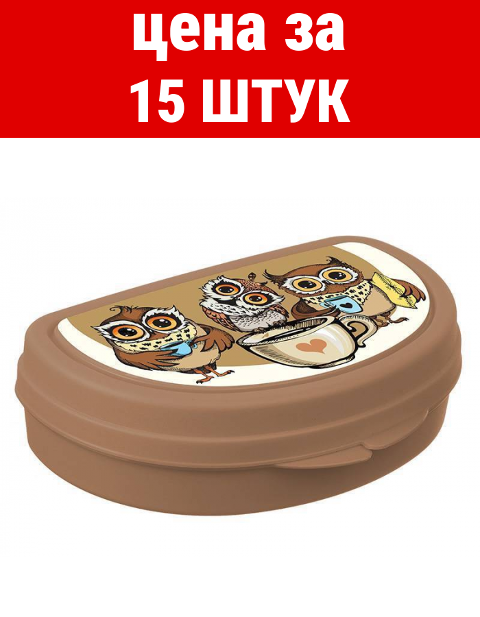 Комплект 15 шт, Бутербродница ланч-бокс "Совы"