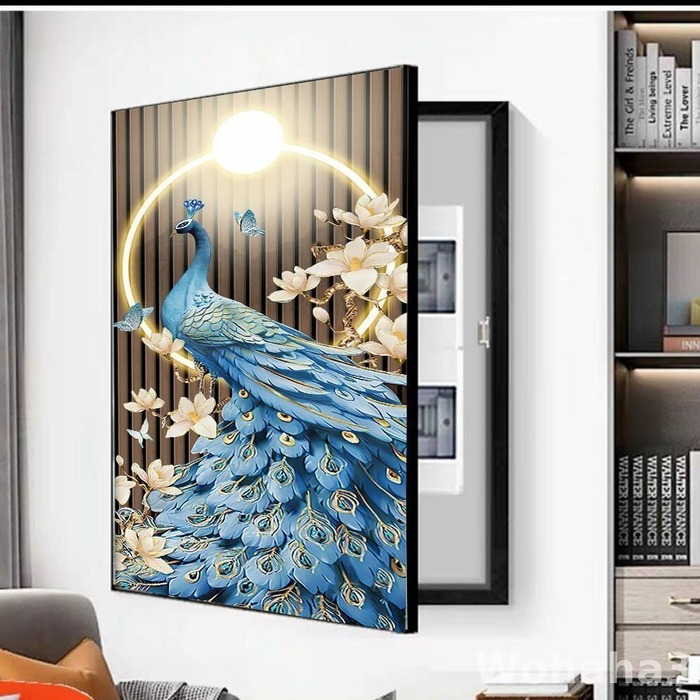 Эксклюзивная декоративная панель для электросчетчика 40 на 30 см, выполненная из влагостойкого материала с абстрактным рисунком и боковым принципом открывания