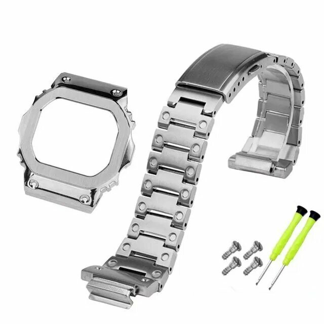 Ремешок для часов из нержавеющей стали 316L для Casio G-Shock DW5600/DW5610, Н-образная пряжка, регулируемая длина