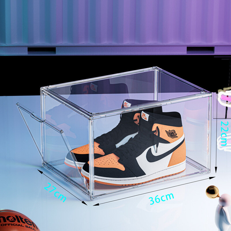 Коробка для хранения сумок, акриловая прозрачная витрина, коробка для фигурок, слепая коробка, пылезащитная, с магнитным присоской, коробка для хранения кроссовок AJ с магнитным присоской