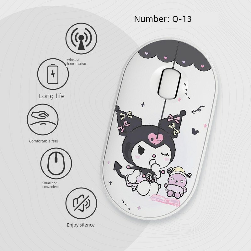 Беспроводная мышь Kuromi с зарядкой, бесшумная Bluetooth, двойной режим, домашний офис, настольная внешняя мышь