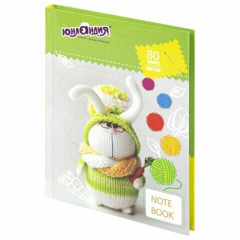 10 шт. Блокнот малый формат 110х147 мм, А6, 80 л. твердый, клетка, юнландия, "Умный кролик", 111620