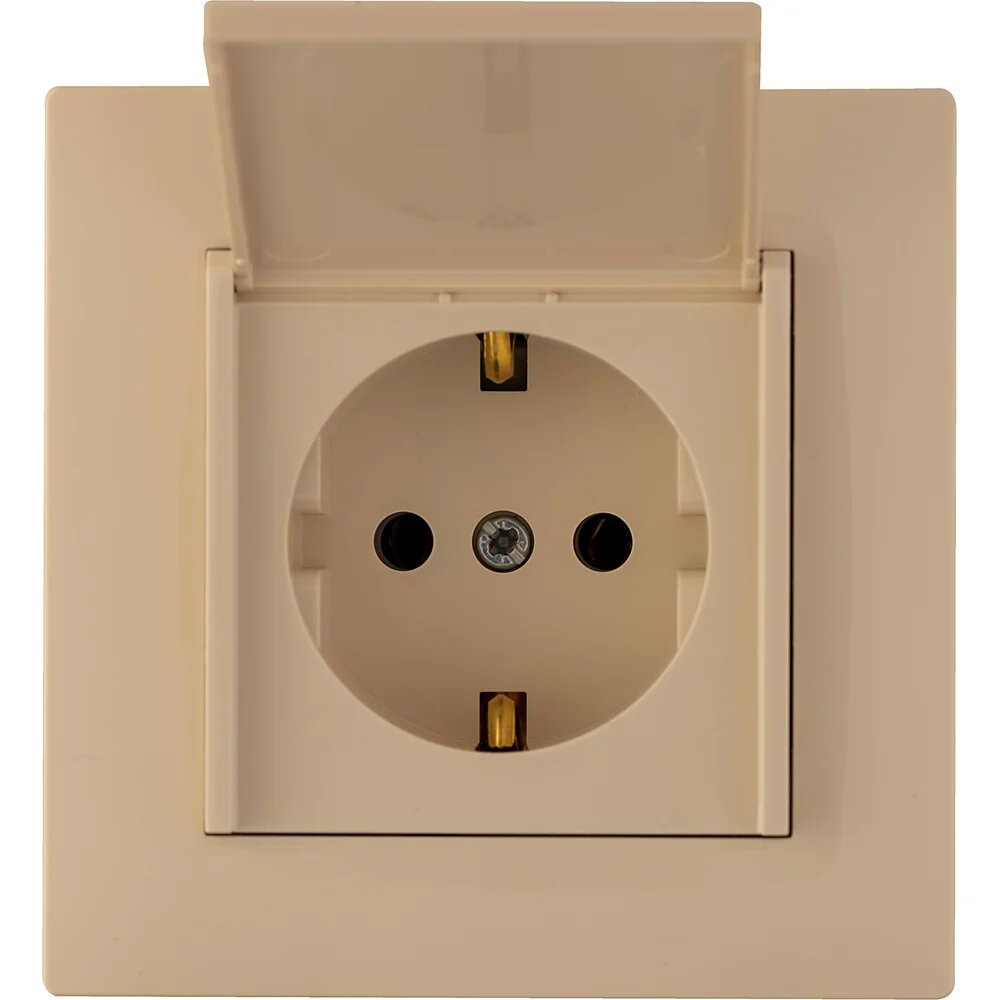 Розетка MAKEL с заземлением и крышкой СП KAREA RIZZ 16А IP20 крем. 88010029
