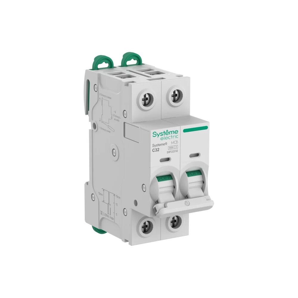 Автоматический выключатель (АВ) Systeme Electric Systeme9 хар-ка C, 32 A, 2 P, 6 kA 400 В S9F22232