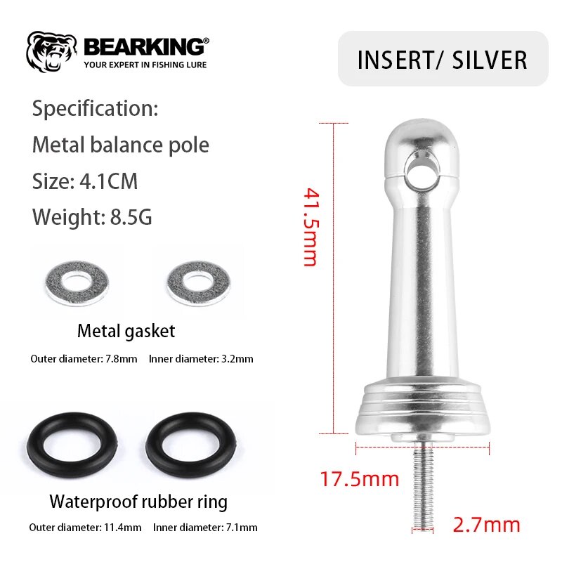 BEARKING Балансир для рыболовных приманок, серебряный, 4.1см, 8.5г