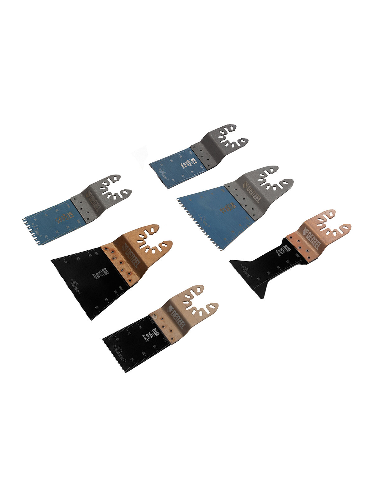 Насадки для реноватора / МФИ по дереву и металлу Denzel, миллиметровая шкала и универсальная посадка, 6 штук, 782406