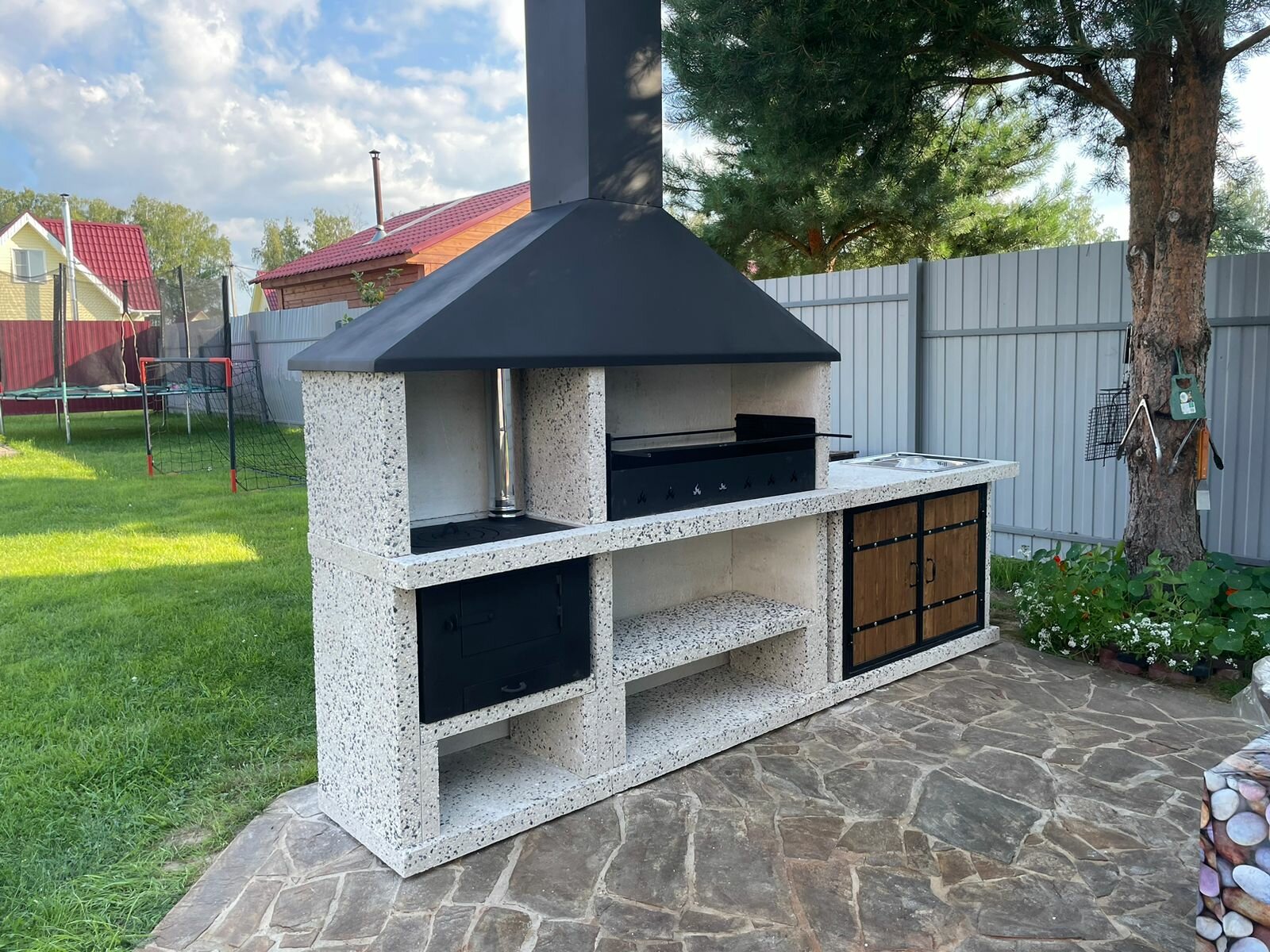 Барбекю комплекс Premium Stone, мангальная зона, мангал