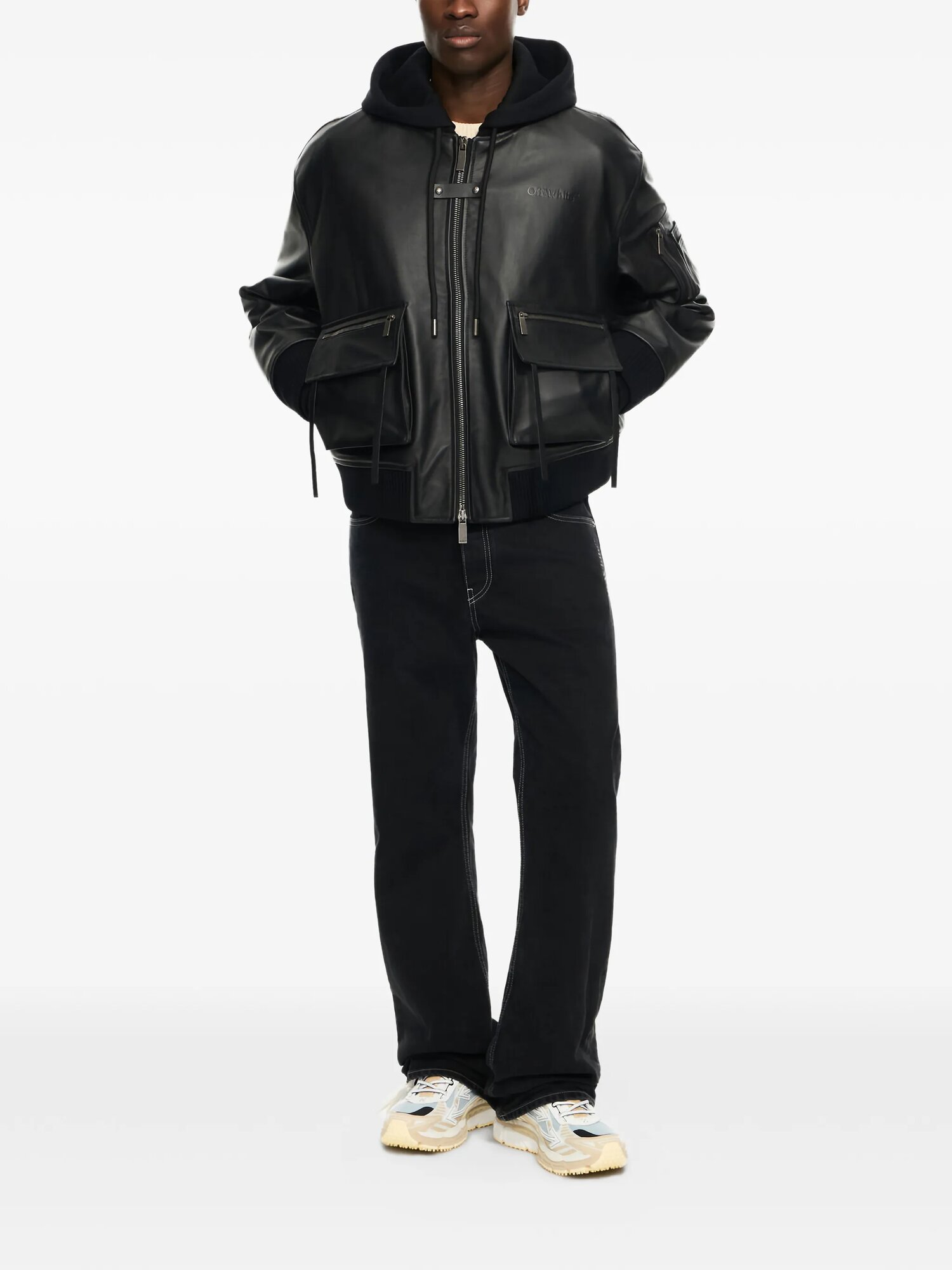 Куртка Off-White Hooded pocket bomber jacket, размер 54, black/black — фото 1