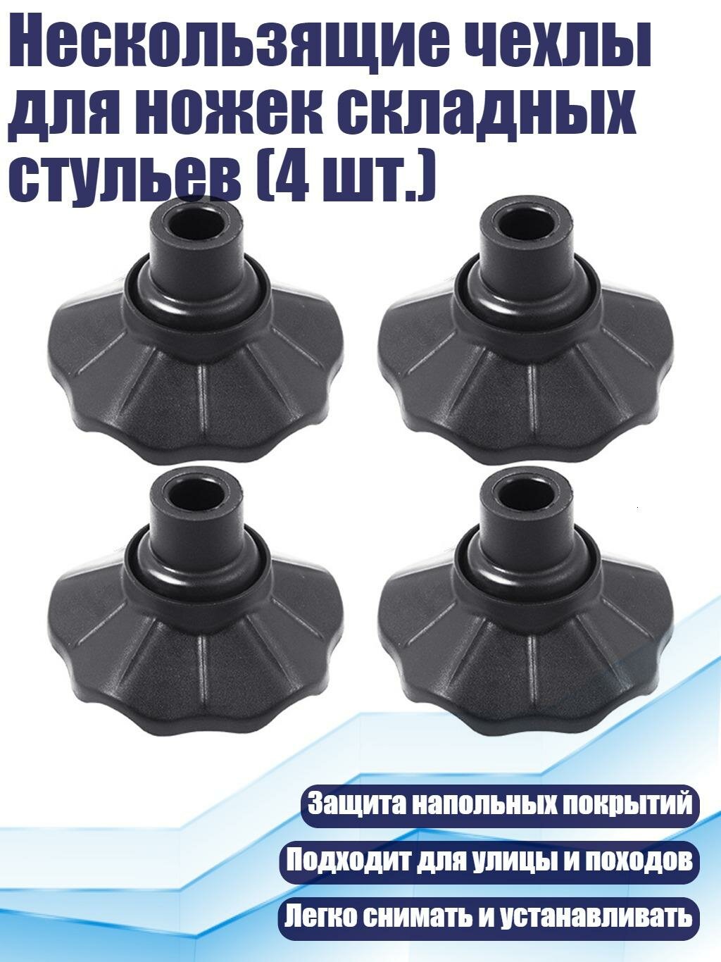 Нескользящие чехлы для ножек складных стульев (4 шт.), 16 мм черный
