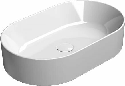 Накладная раковина GSI Kube X 9458PVC11 60 накладная, без отверстия под смеситель, фаянсовая, с донным клапаном, овальная, раковина для ванной, белая